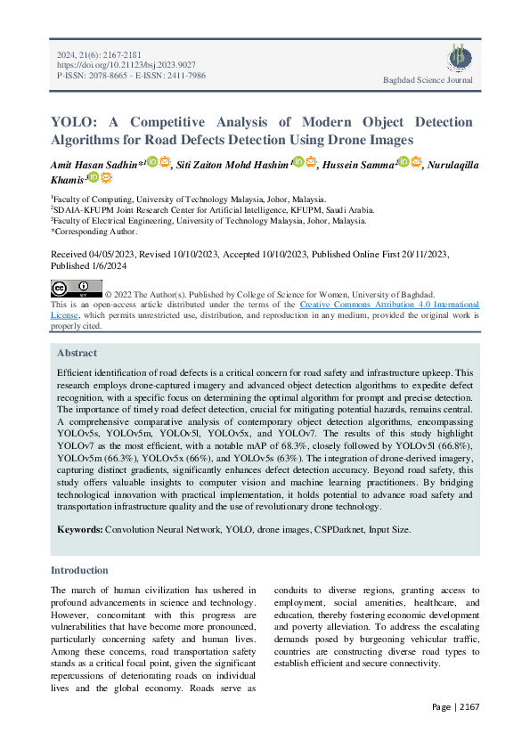 (PDF) YOLO: A Competitive Analysis of Modern Object Detection Algorithms for Road Defects ...