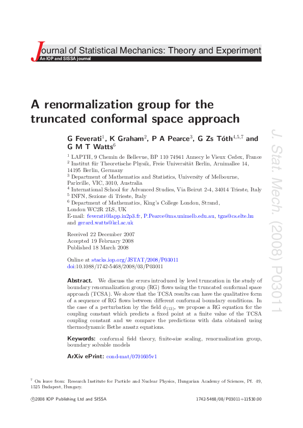 (PDF) A renormalization group for the truncated conformal space approach