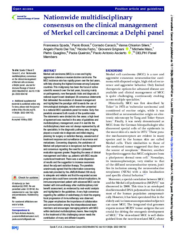 (PDF) Nationwide multidisciplinary consensus on the clinical management of Merkel cell carcinoma ...