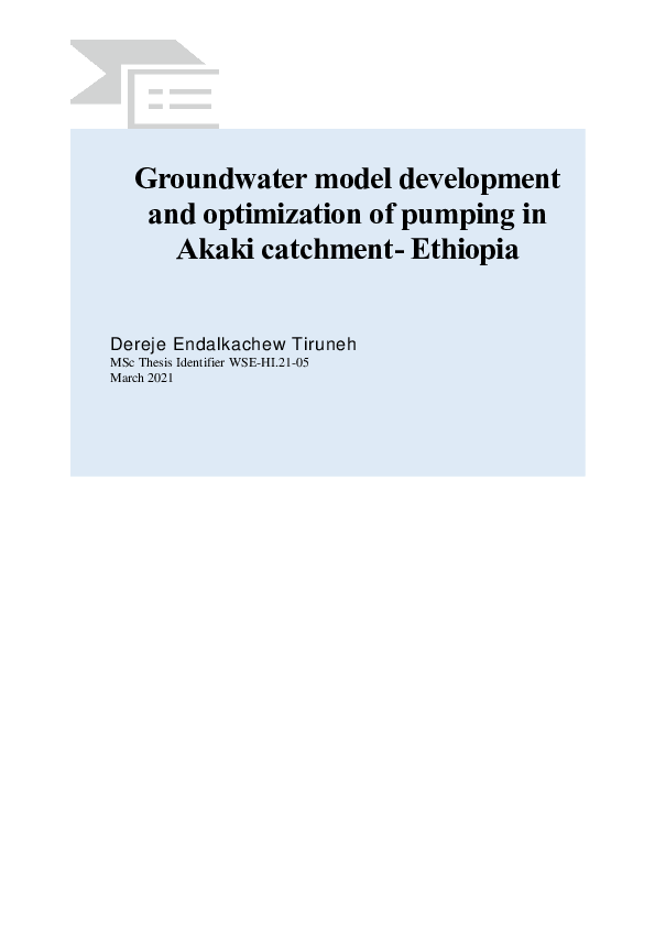 (PDF) Groundwater model development and optimization of pumping in Akaki catchment-Ethiopia