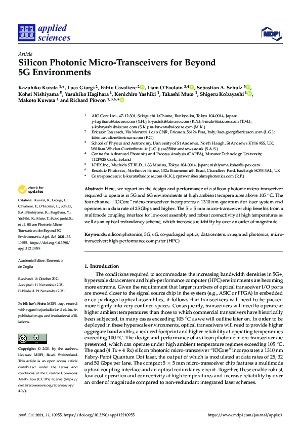 (PDF) Silicon Photonic Micro-Transceivers for Beyond 5G Environments