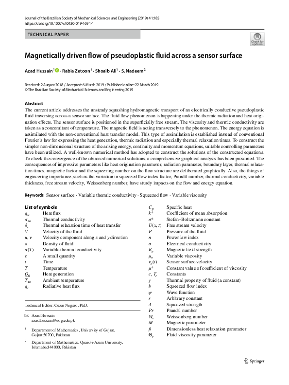 (PDF) Magnetically driven flow of pseudoplastic fluid across a sensor surface