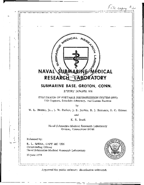 (PDF) Evaluation of Portable Recompression System (PRS). Life Support ...