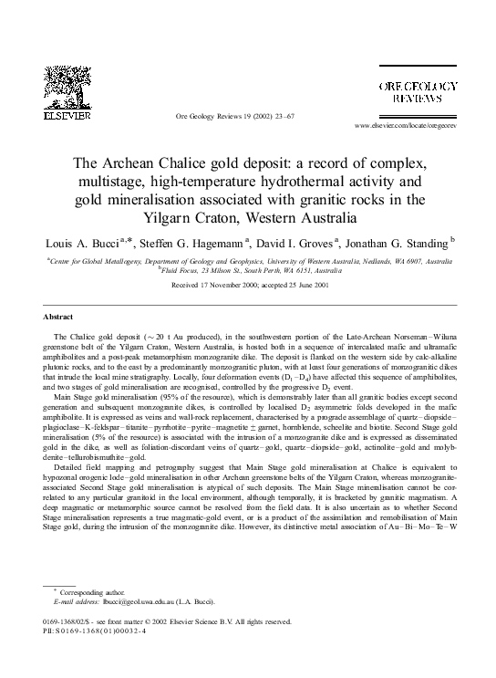 (PDF) The Archean Chalice gold deposit: a record of complex, multistage ...