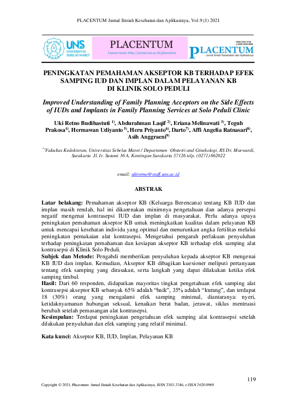 Peningkatan Pemahaman Akseptor KB terhadap Efek Samping IUD dan Implan ...