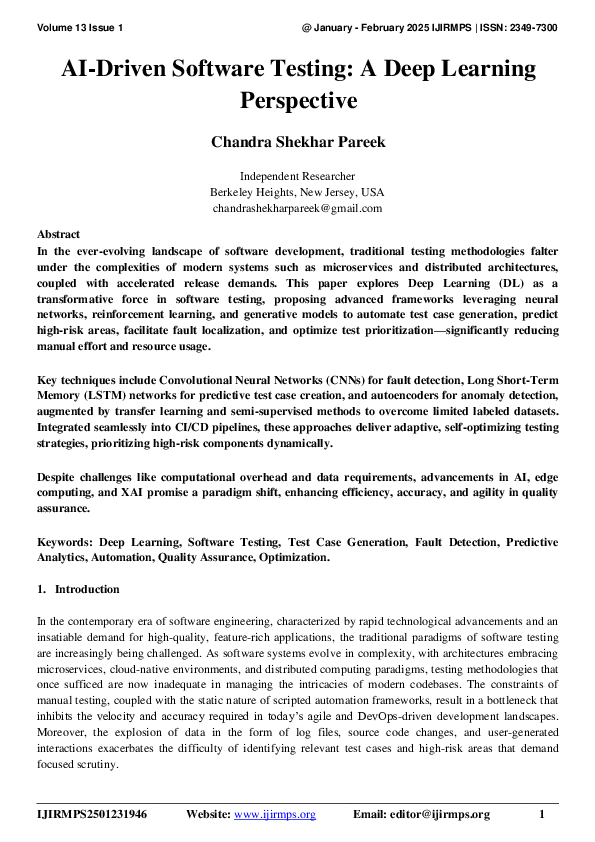 (PDF) AI-Driven Software Testing: A Deep Learning Perspective