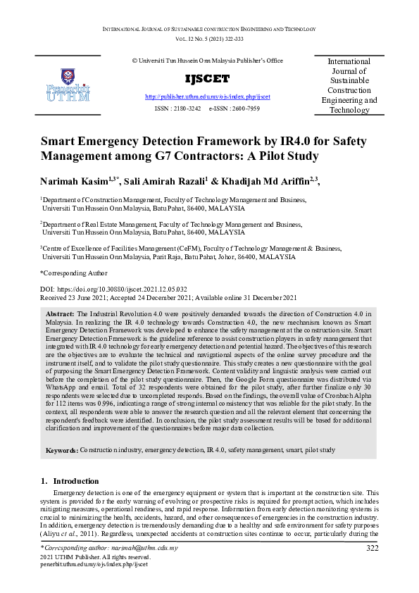 (PDF) Smart Emergency Detection Framework by IR4.0 for Safety ...