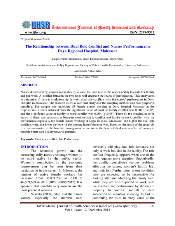 (PDF) Original Research Article The Relationship between Dual Role ...