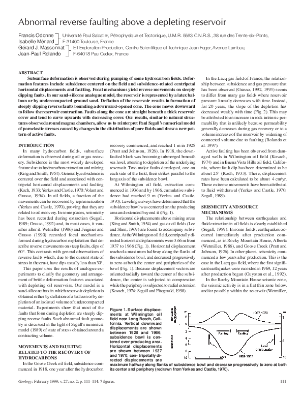 (PDF) Abnormal reverse faulting above a depleting reservoir