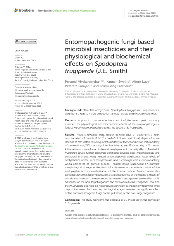 (PDF) Entomopathogenic fungi based microbial insecticides and their physiological and ...