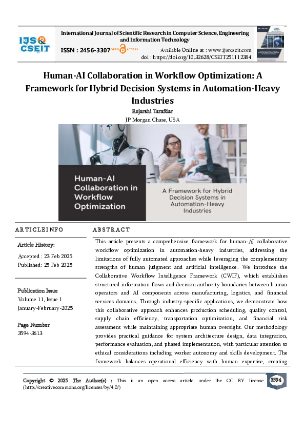(PDF) Human-AI Collaboration in Workflow Optimization: A Framework for ...