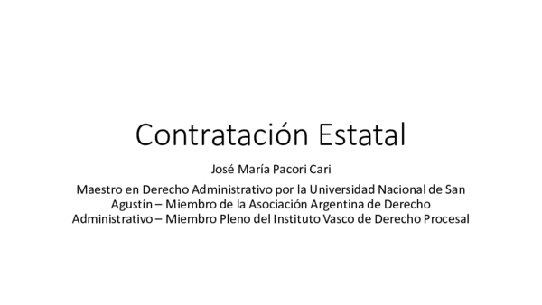 (PDF) CONTRATACIÓN ESTATAL - DIAPOSITIVAS - AUTOR JOSÉ MARÍA PACORI CARI