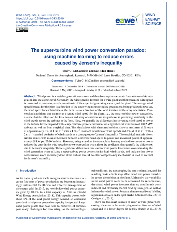 (PDF) The Super-Turbine Wind Power Conversion Paradox: Using Machine ...