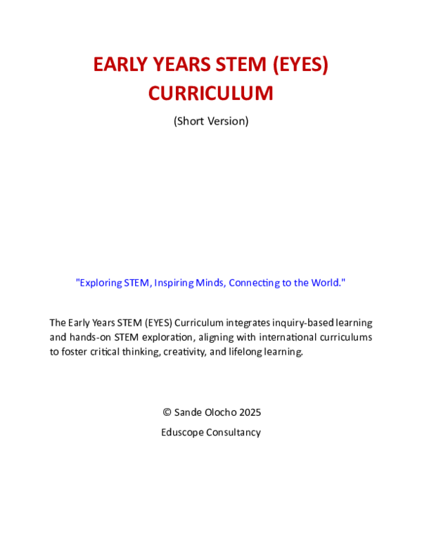 (PDF) EARLY YEARS STEM (EYES) CURRICULUM
