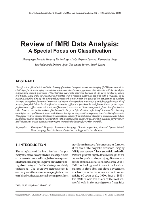 (PDF) Review of fMRI Data Analysis