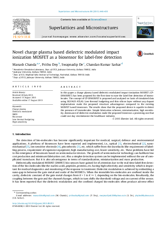 (PDF) Novel charge plasma based dielectric modulated impact ionization ...