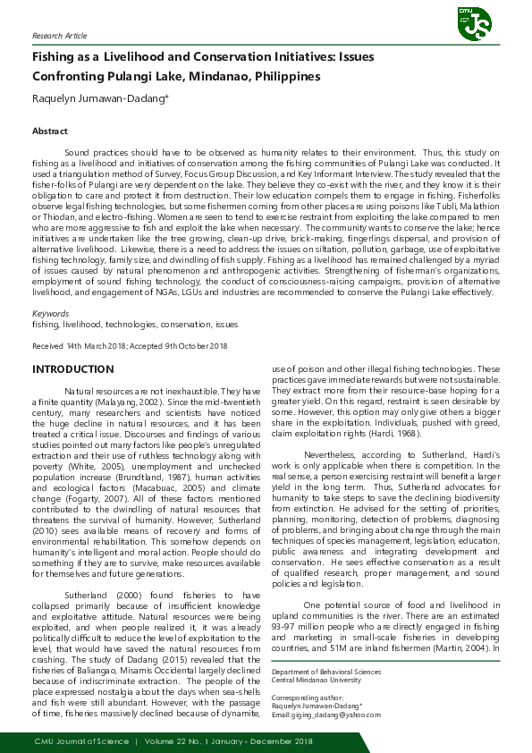 (PDF) Fishing as a Livelihood and Conservation Initiatives: Issues ...