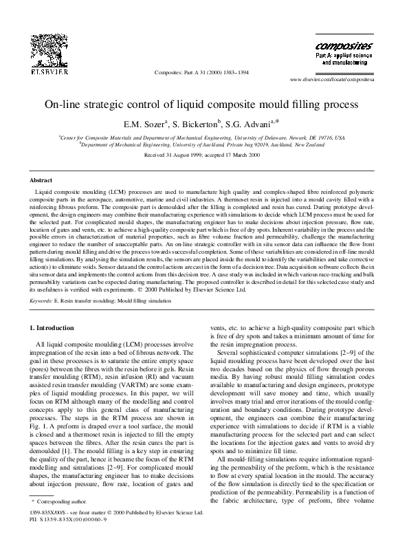 (PDF) On-line strategic control of liquid composite mould filling process