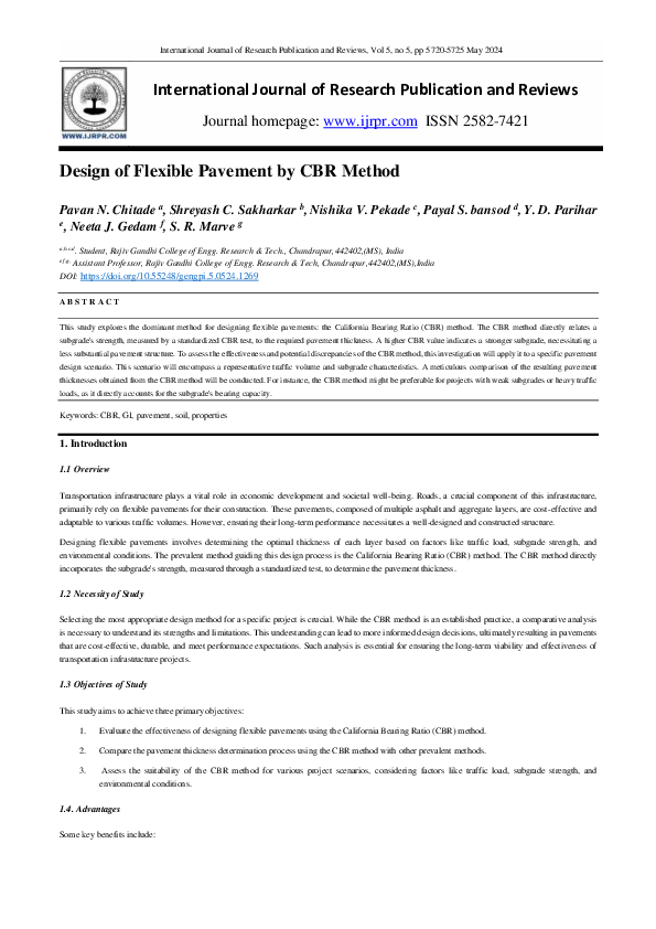 (PDF) Design of Flexible Pavement by CBR Method