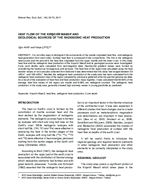(PDF) HEAT FLOW of the KIRŞEHİR MASSIF and GEOLOGICAL SOURCES of the ...