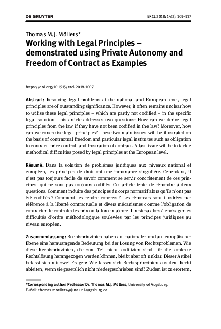 (PDF) Working with Legal Principles – demonstrated using Private ...