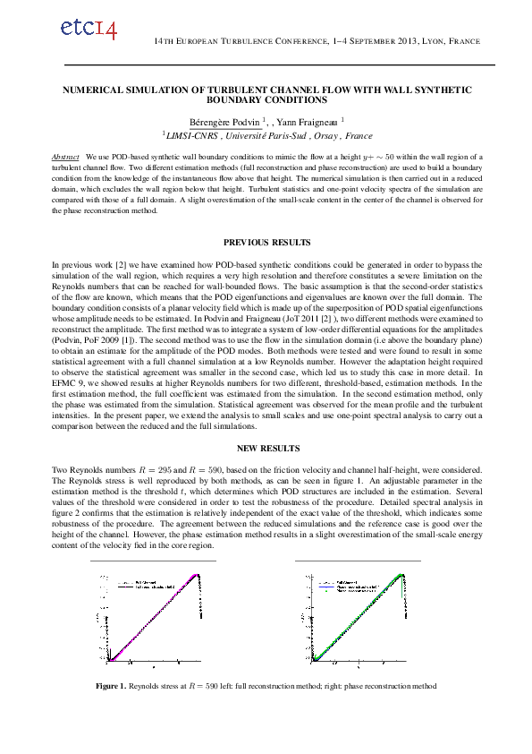 (PDF) Numerical Simulation of Turbulent Channel Flow with Wall Synthetic Boundary Conditions