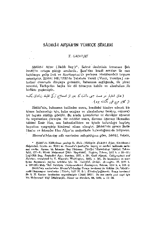 (PDF) SÂDIKÎ-İ AFŞAR'IN TÜRKÇE ŞİİRLERİ