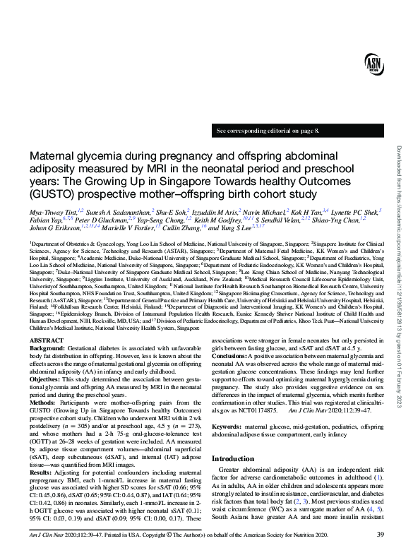 (PDF) Maternal glycemia during pregnancy and offspring abdominal ...