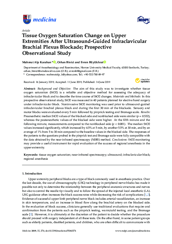 (PDF) Tissue Oxygen Saturation Change on Upper Extremities After ...