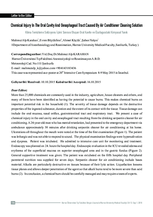 (PDF) Chemical Injury In The Oral Cavity And Oesophageal Tract Caused ...