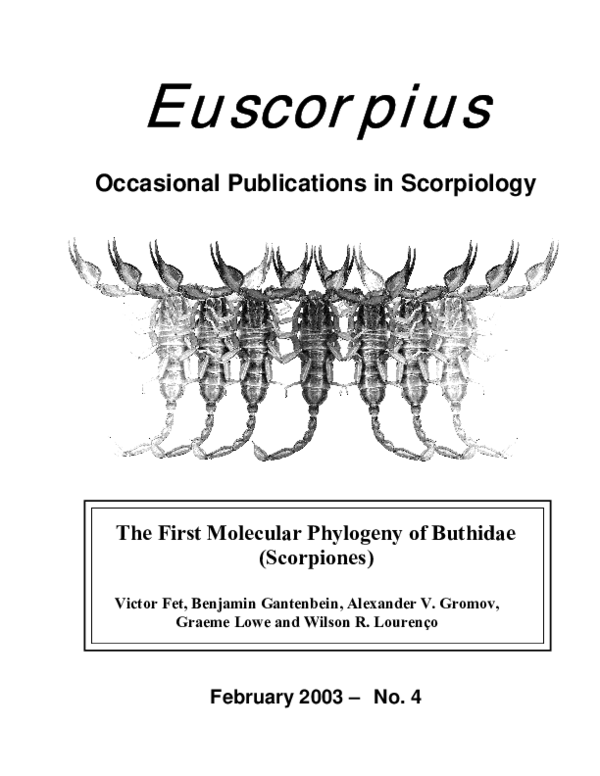 (PDF) The first molecular phylogeny of Buthidae (Scorpiones)