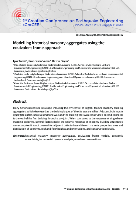 (PDF) Modelling historical masonry aggregates using the Equivalent ...