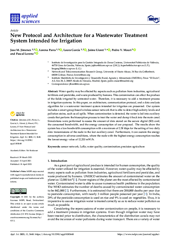 New Protocol and Architecture for a Wastewater Treatment System ...