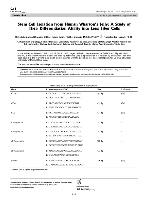 (PDF) Stem Cell Isolation from Human Wharton's Jelly: A Study of Their Differentiation Ability ...