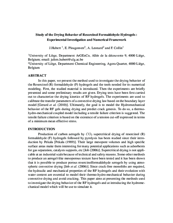 (PDF) Study of the Drying Behavior of Resorcinol Formaldehyde Hydrogels ...