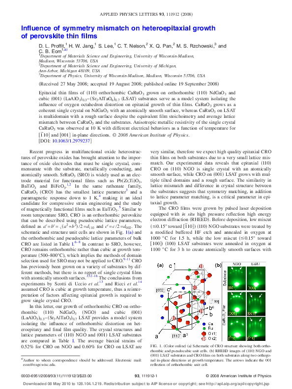 (PDF) Influence of symmetry mismatch on heteroepitaxial growth of perovskite thin films