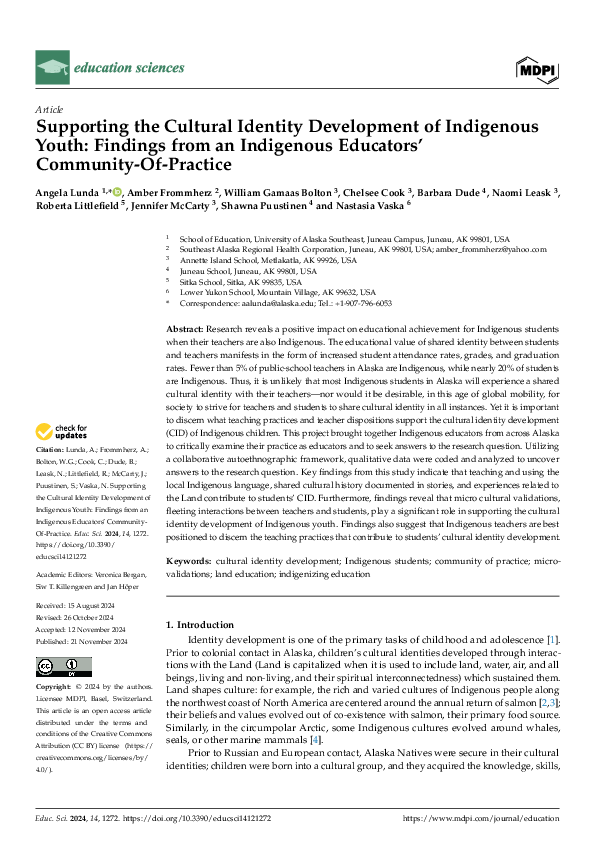 (PDF) Supporting the Cultural Identity Development of Indigenous Youth ...