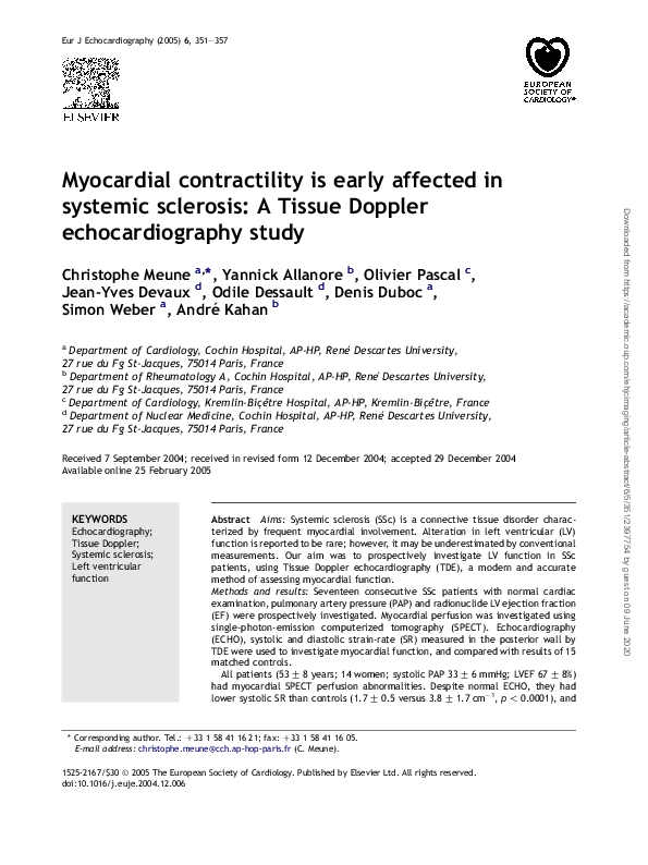 (PDF) Myocardial contractility is early affected in systemic sclerosis ...