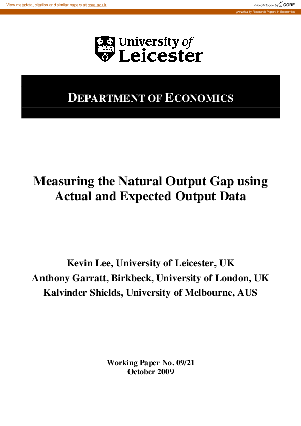 (PDF) Measuring the natural output gap using actual and expected output ...