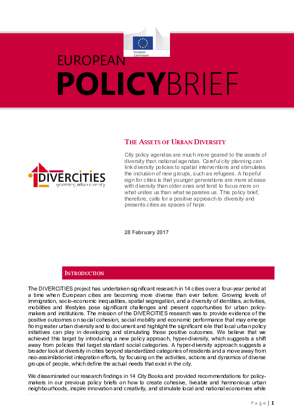 (PDF) European Policy Brief. The Assets of Urban Diversity