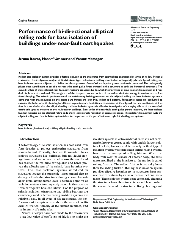 (PDF) Performance of bi-directional elliptical rolling rods for base ...