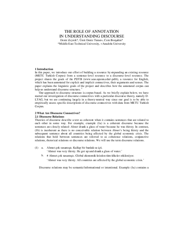 (PDF) The Role of Annotation in Understanding Discourse