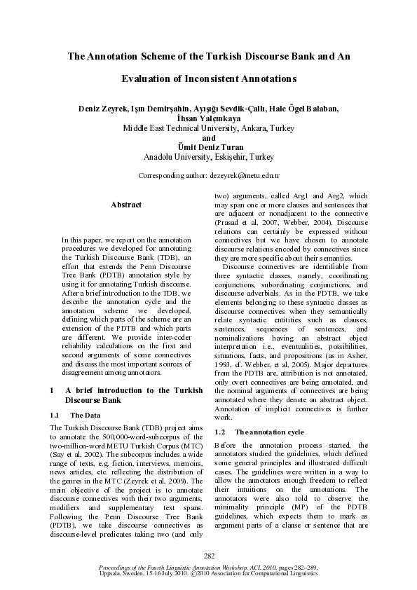 (PDF) The annotation scheme of the Turkish Discourse Bank and an evaluation of inconsistent ...