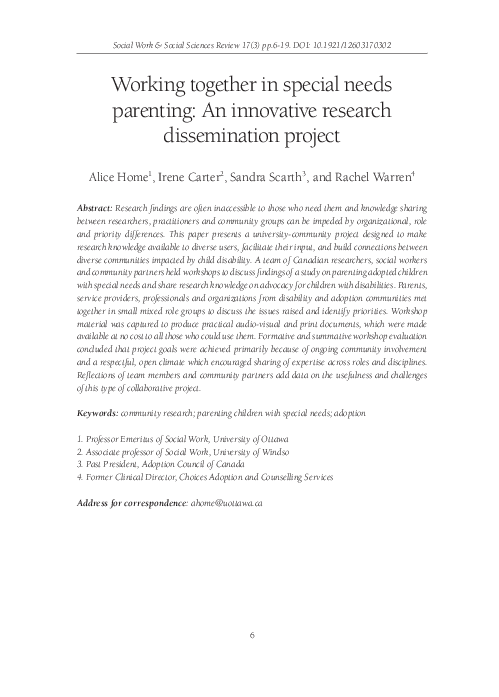 (PDF) Working together – innovative collaboration in social care research