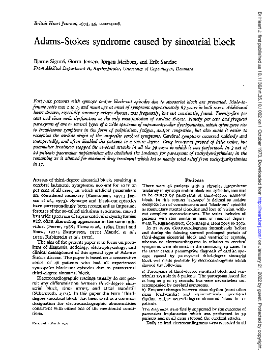 (PDF) Adams-Stokes syndrome caused by sinoatrial block
