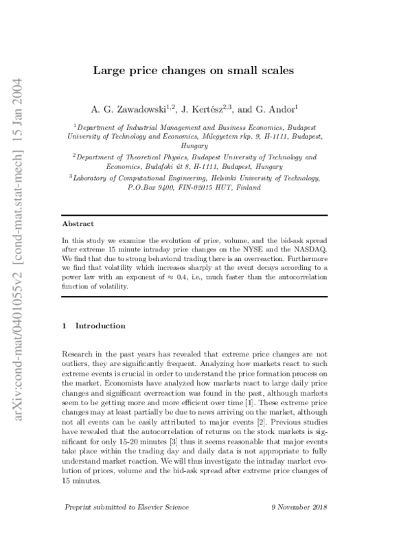 (PDF) Large price changes on small scales