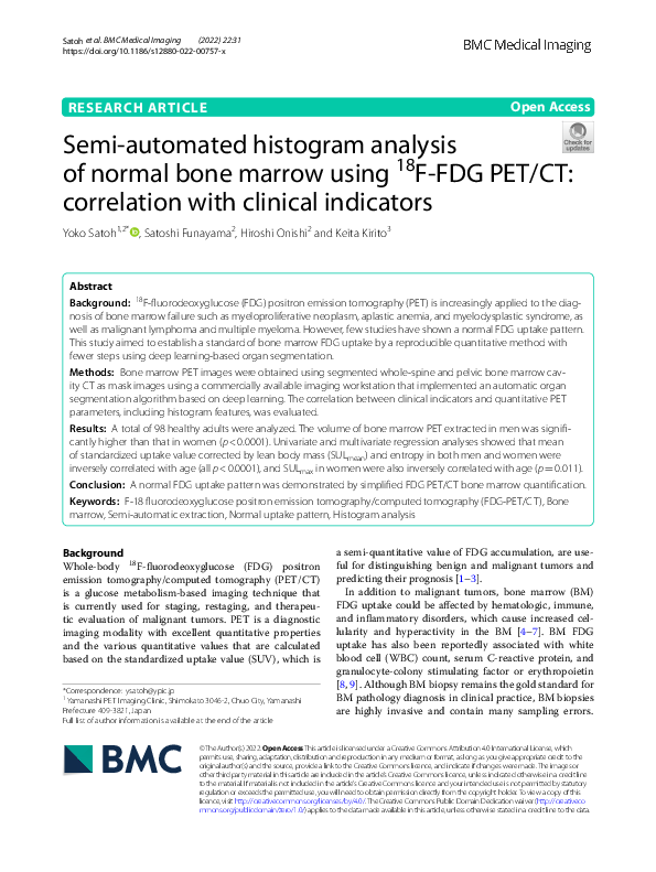 Semi-automated histogram analysis of normal bone marrow using 18F-FDG ...
