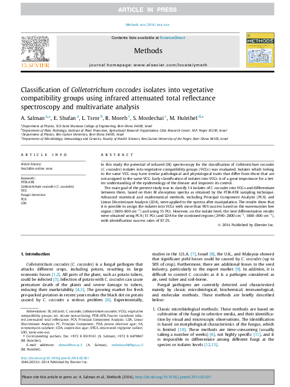 Classification of Colletotrichum coccodes isolates into vegetative ...