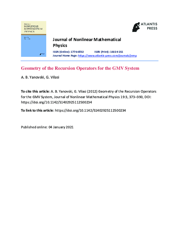 (PDF) Geometry of the Recursion Operators for the GMV System