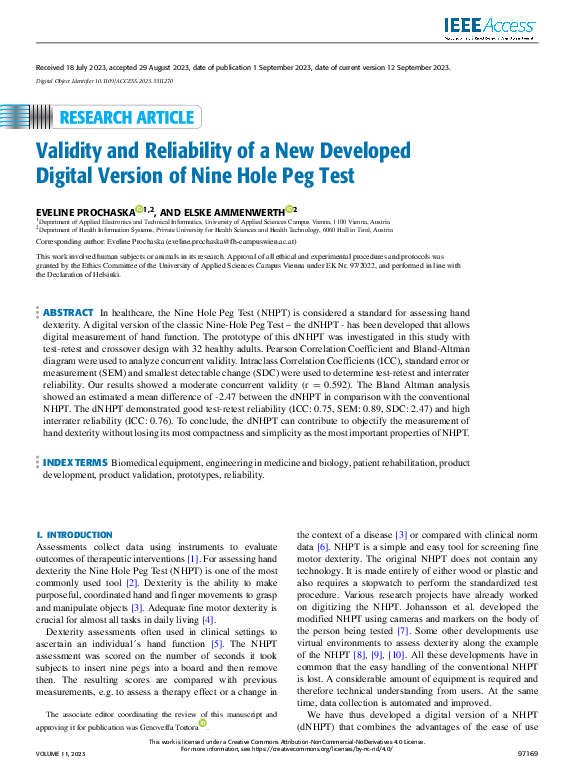 (PDF) Validity and Reliability of a New Developed Digital Version of ...
